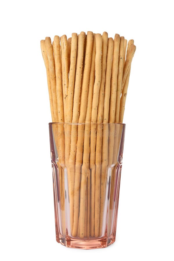 Delicious Grissini Sticks in Glass on White Background Stock Image ...