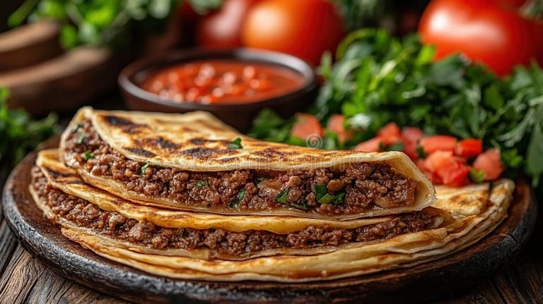Delicious Ground Beef Flatbreads, Tomato Salsa, Herbs Stock ...