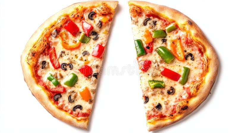 Delicious Half-Eaten Veggie Pizza Isolated on White Background Stock ...