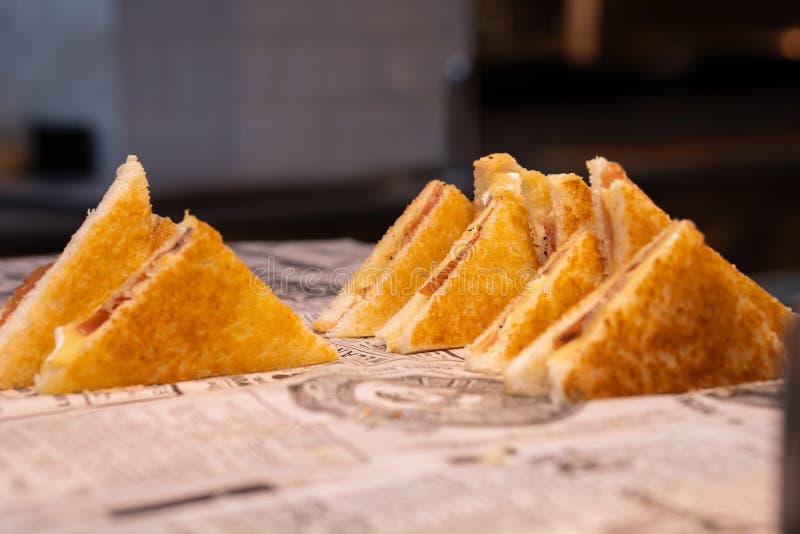 Delicious and Healthy Ham and Cheese Sandwich Triangles. Stock Image ...