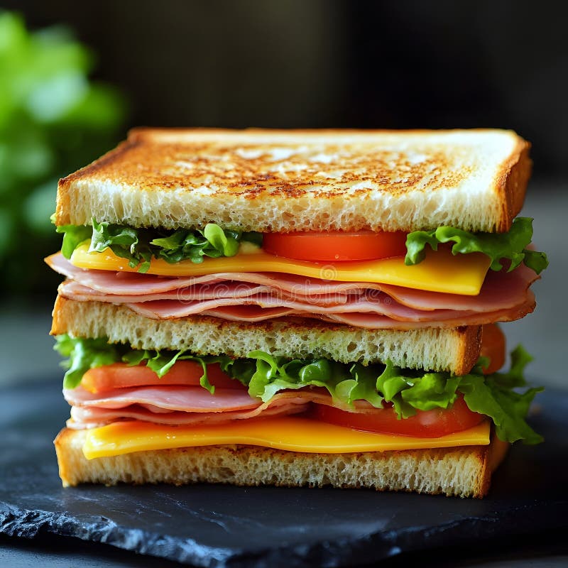 A Delicious Ham Sandwich Stacked with Fresh Lettuce Stock Illustration ... A Delicious Ham Sandwich Stacked with Fresh Lettuce Stock Illustration ...