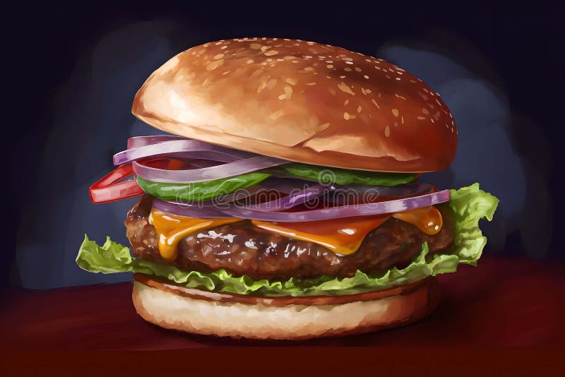 A Delicious Hamburger Generated by Ai Technology Stock Illustration ...