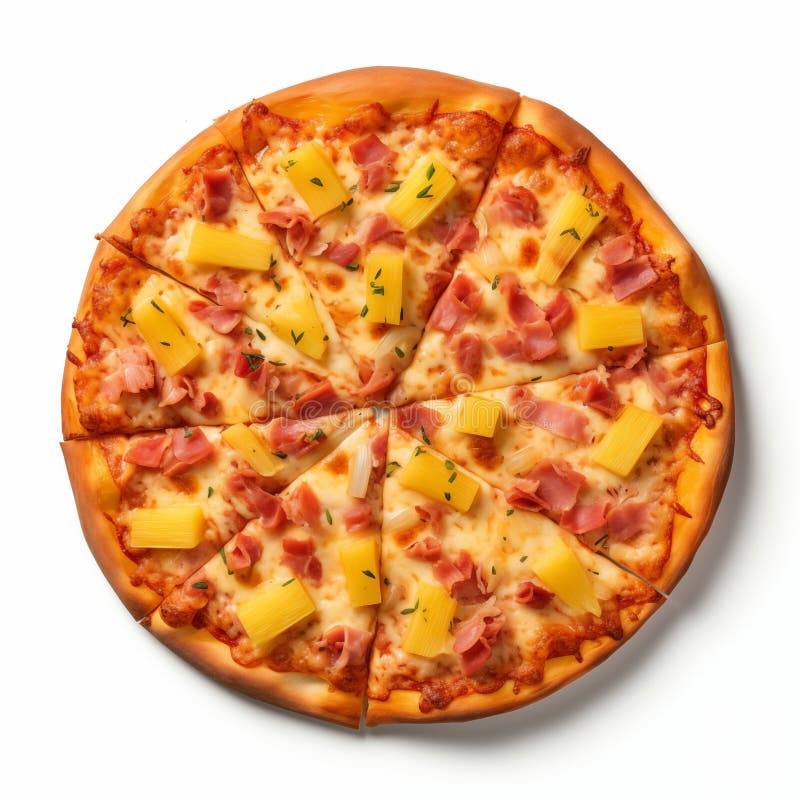 Delicious Hawaiian Pizza with Ham and Pineapple Stock Illustration ...