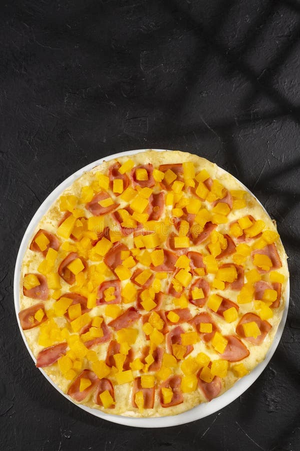 Delicious Hawaiian Pizza with Pineapple, Ham and Mozzarella Stock Image ...