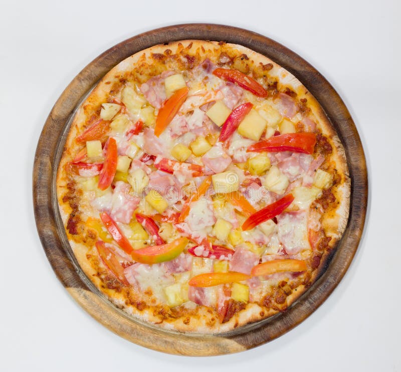 Delicious Hot Hawaiian Pizza with Chicken, Pineapple and Cheese on a ...