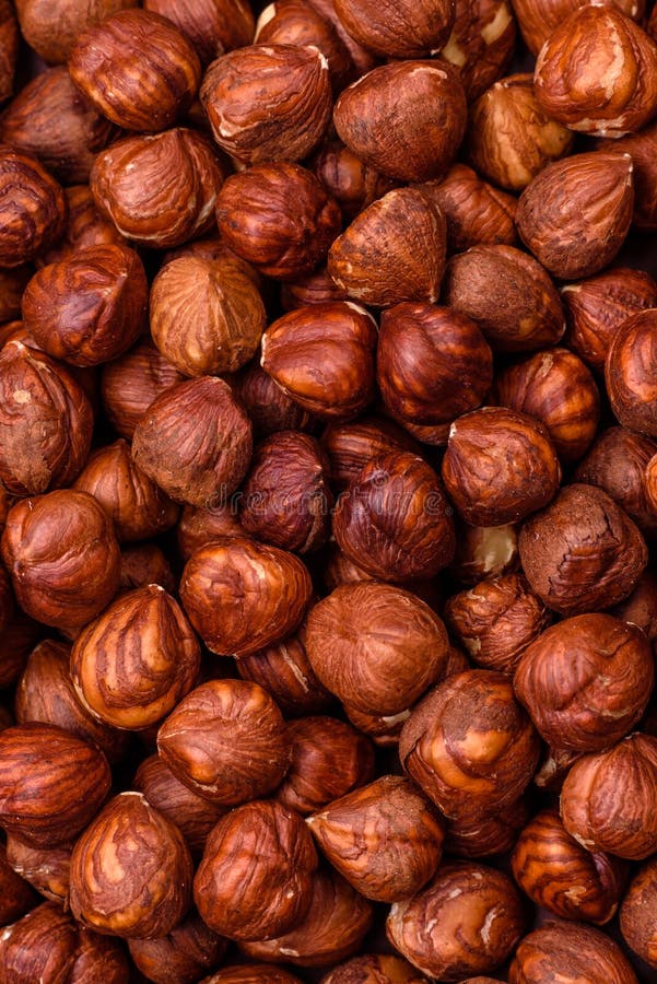 Delicious Hazelnut Whole, Raw, without Shell, on a Dark Concrete ...