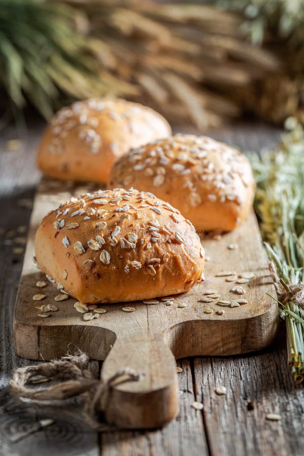 Delicious and Healthy Buns Made of Oat Flakes Stock Image - Image of ...