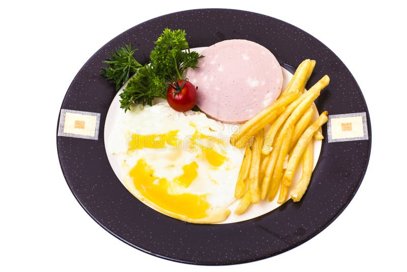 Delicious Hearty Lunch or Breakfast on Plate Stock Photo - Image of ...