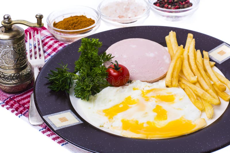 Delicious Hearty Lunch or Breakfast on Plate Stock Image - Image of ...