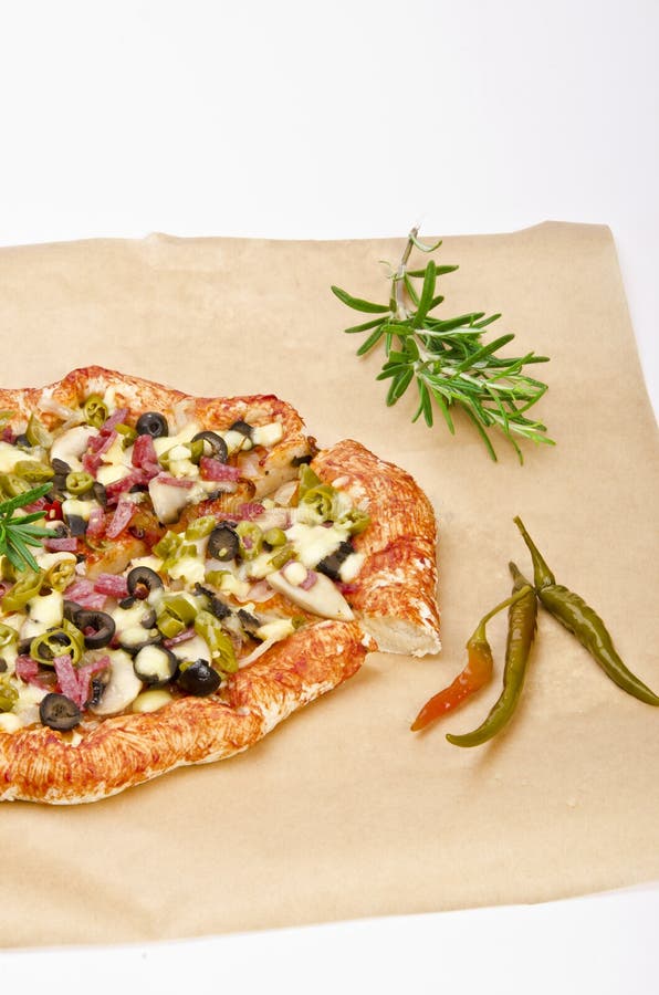 Delicious Home Cooked Pizza Stock Photo - Image of countryside, basil ...