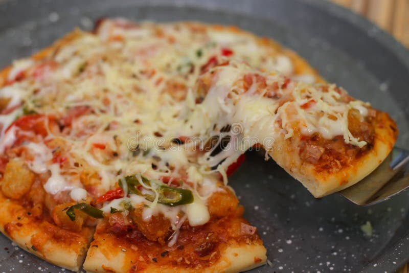 Delicious Home Made Pizza with Extra Cheese Stock Image - Image of ...