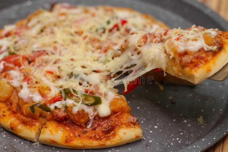 Delicious Home Made Pizza with Extra Cheese Stock Image - Image of meal ...