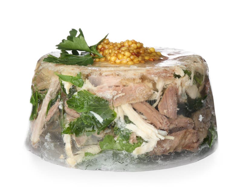 Delicious Homemade Aspic with Meat Isolated on White Stock Image ...