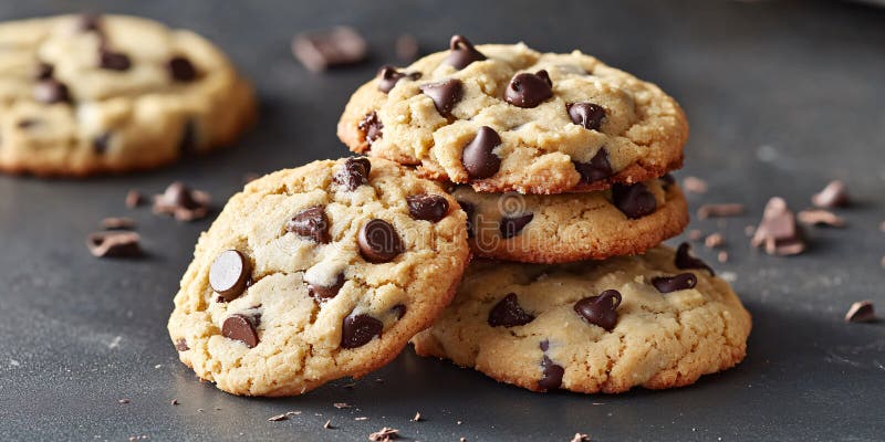Delicious Homemade Chocolate Chip Cookies Stack High Quality Image ...