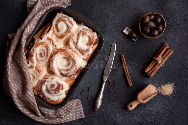 Delicious Homemade Cinnamon Rolls, Traditional Winter Sweets Stock ...
