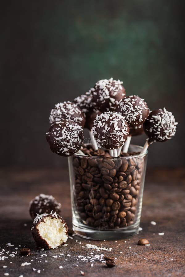 Delicious Homemade Coconut and Chocolate Cake Pops Stock Image - Image ...