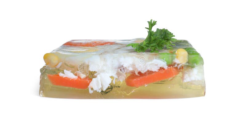 Delicious Homemade Fish Aspic Isolated on White Stock Image - Image of ...