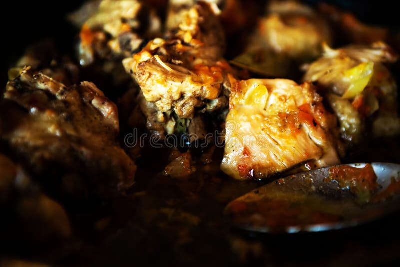 Delicious Homemade Fried Meat in a Pan Stock Photo - Image of tasty ...