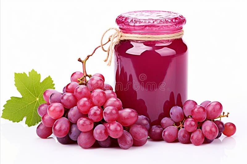 Delicious Homemade Grape Jam with Fresh Grapes on White Background ...