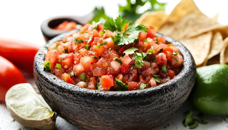 Delicious Homemade Red Salsa Isolated on White Stock Photo - Image of ...