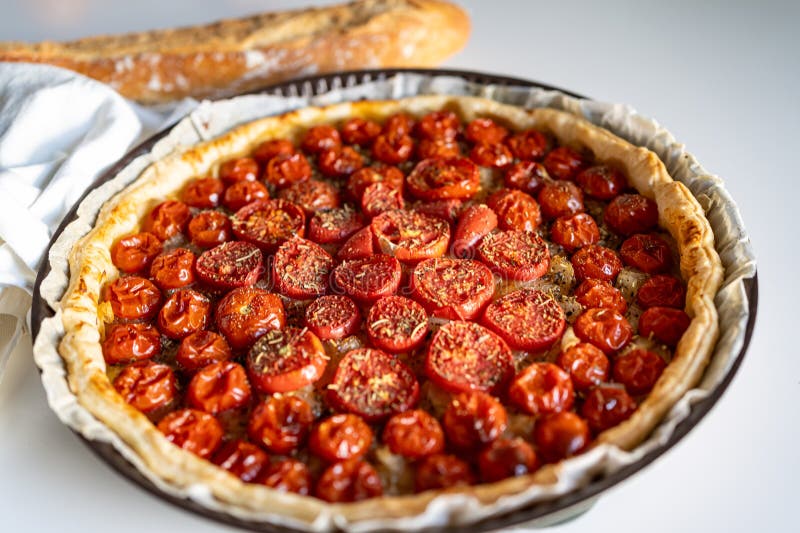 Delicious Homemade Rustic Open Pie (galette) with Cherry Tomatoes and ...