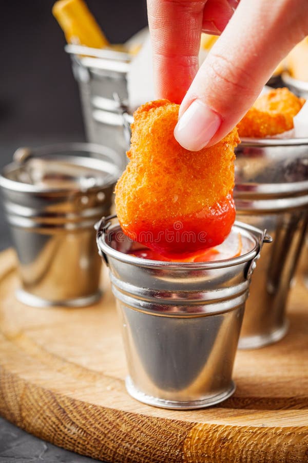 Delicious Hot Snacks of Fries Shrimp and Nuggets Stock Image - Image of ...