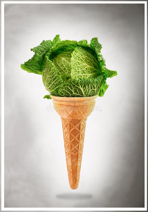 Delicious Ice Cream Cone with Cabbage Taste Stock Photo - Image of ...