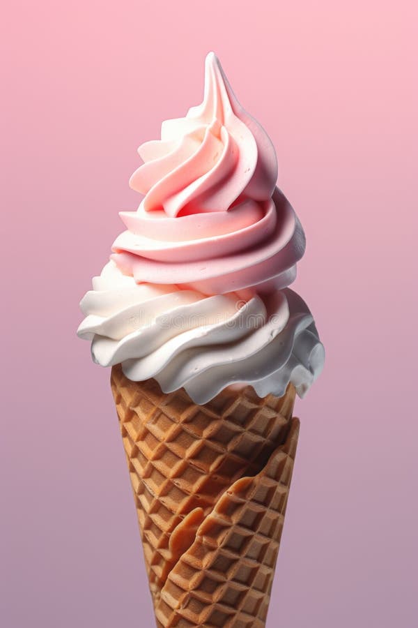 A Delicious Ice Cream Cone with Pink Frosting Stock Image - Image of ...