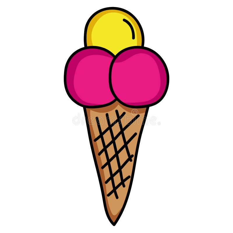 Delicious Ice Cream with One Scoop Cartoon in Black and White Stock ... Delicious Ice Cream with One Scoop Cartoon in Black and White Stock ...