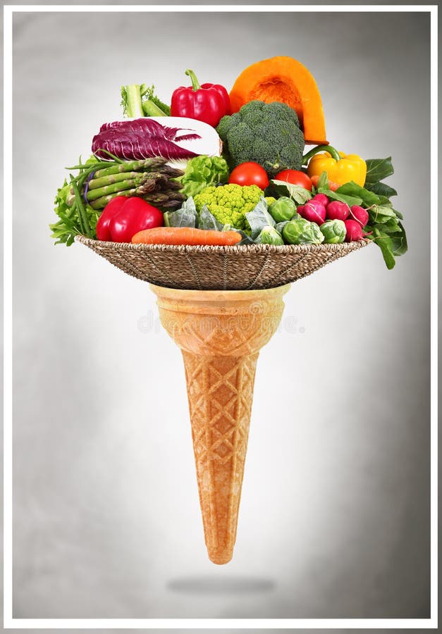Delicious Ice Cream Cone with Vegetables Taste Stock Photo - Image of ...