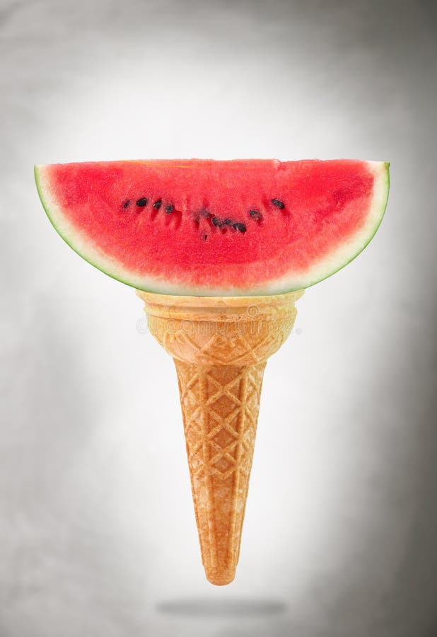 Delicious Ice Cream Cone with Watermelon Taste Stock Image - Image of ...