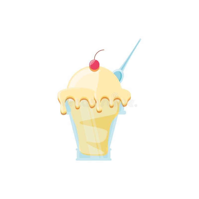 Delicious Ice Cream in Cup with Spoon Stock Vector - Illustration of ...