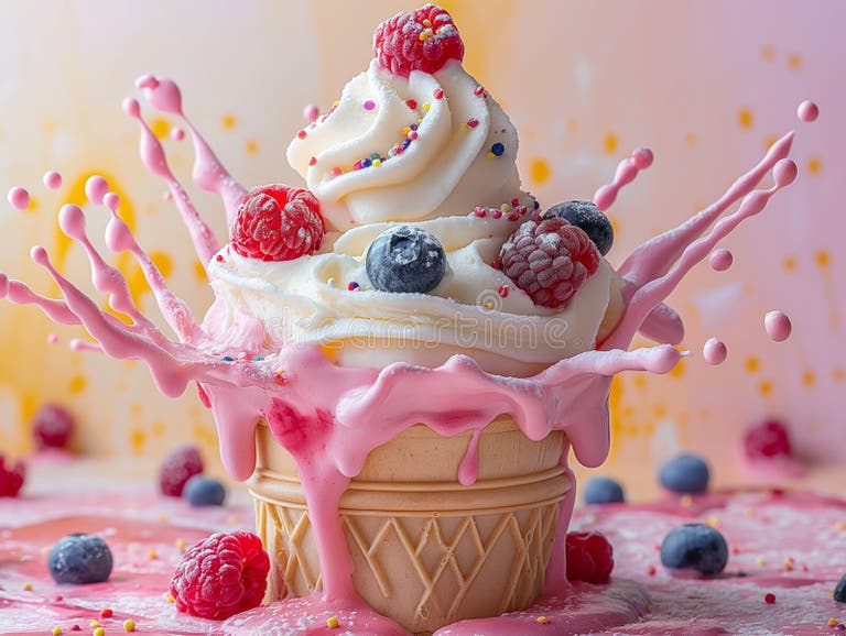 Delicious Ice Cream Explosion, Ice Cream with Nuts. Taste Explosion ...