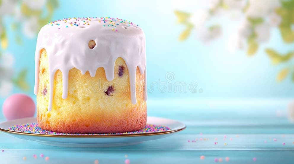 Delicious Iced Easter Cake with Sprinkles on a Plate in a Spring ...