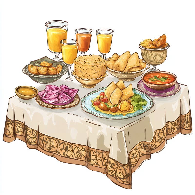 Delicious Indian Food Feast Table Setting with Various Dishes and ...
