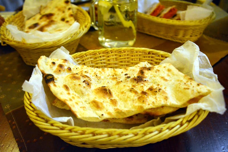 Delicious Indian Garlic Bread Decorated on a Restaurant Table. Stock ...