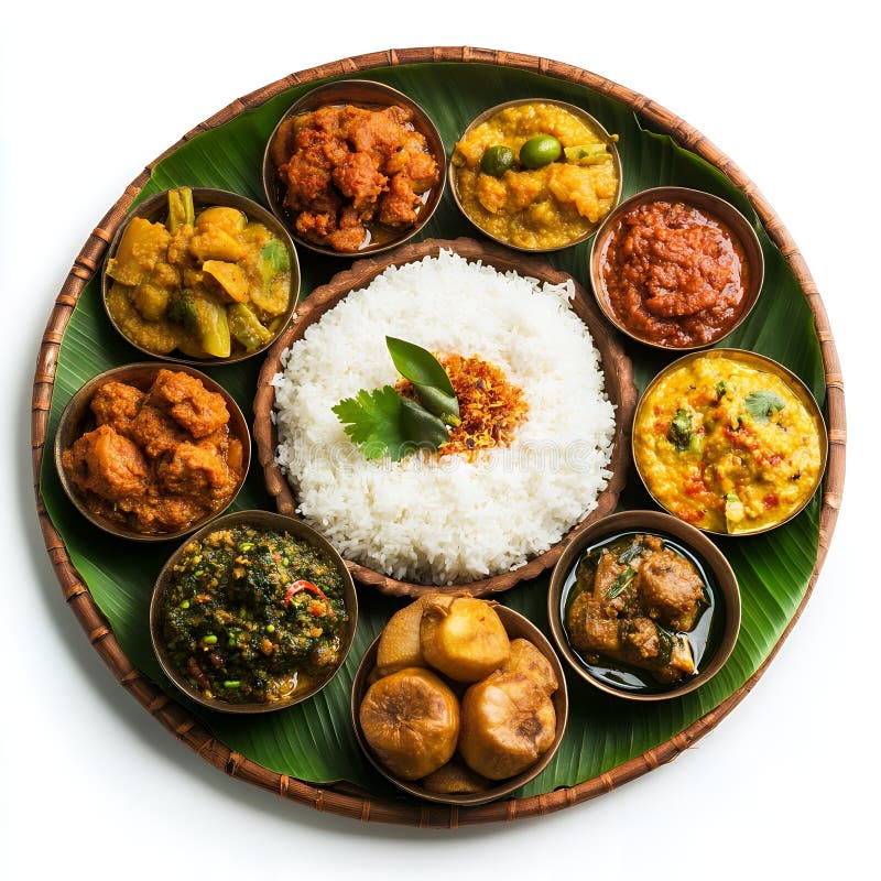 Delicious Indian Thali Platter Assorted Curries Rice and Vegetable ...