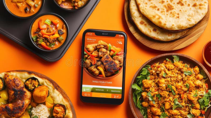 Delicious International Cuisine, Savory Dishes, Mobile Ordering Stock ...