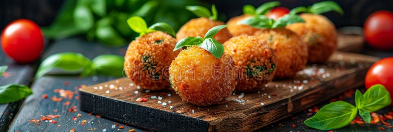 Delicious Italian Arancini, Bite-Sized Fried Rice Balls Stuffed with ...