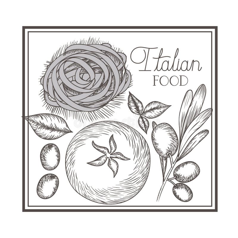 Delicious Italian Food in Drawing Stock Vector - Illustration of ...
