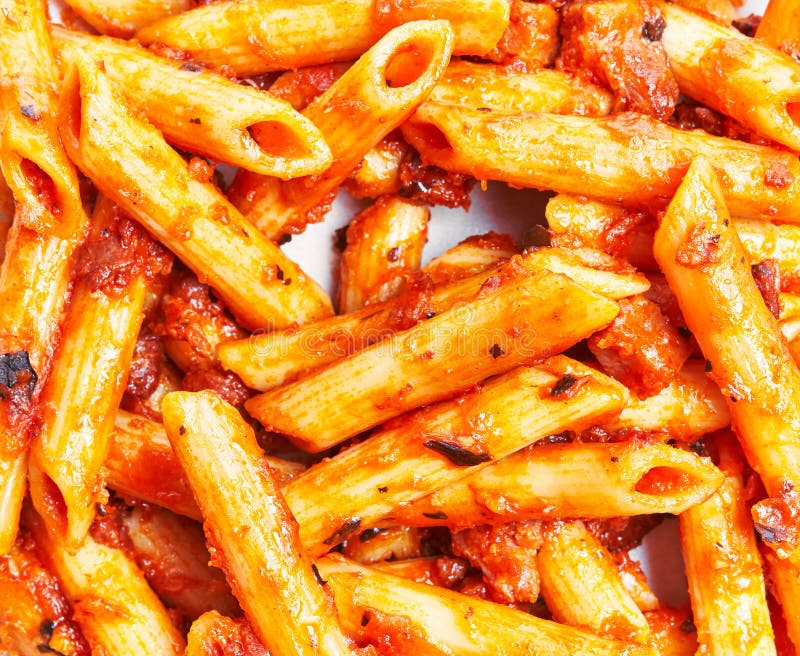 Delicious Italian Macaroni with Tomato Sauce Texture Stock Photo ...