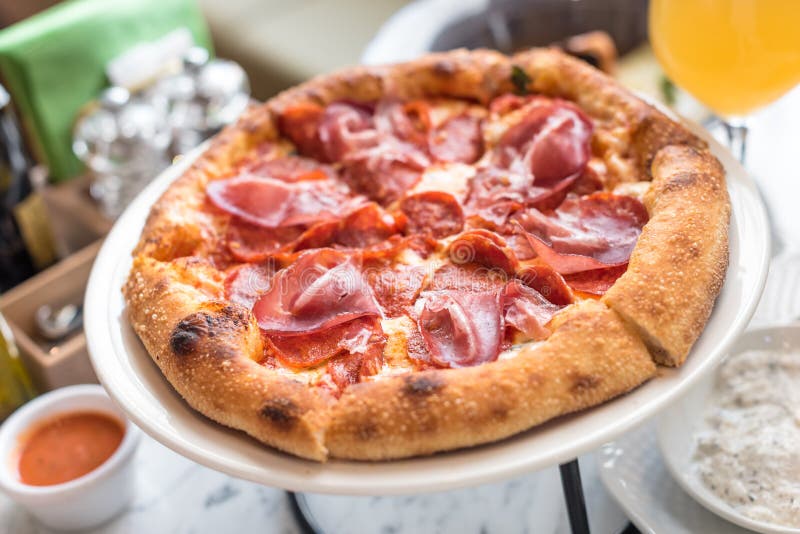 Delicious Italian Parma Ham and Pepperoni Pizza Stock Image - Image of ...