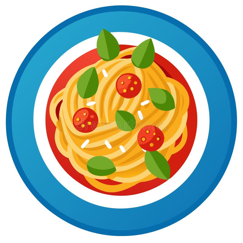 Delicious Italian Pasta Plate Stock Vector - Illustration of setting ...