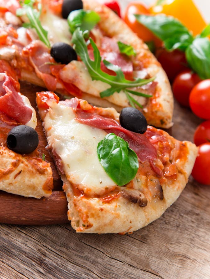 Delicious italian pizza stock image. Image of basil, mediterranean ...