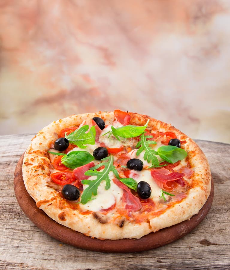 Delicious italian pizza stock photo. Image of planks - 33797878