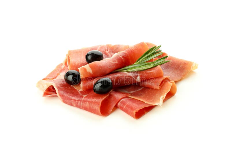 Delicious Jamon Meat Isolated on White Background Stock Photo - Image ...