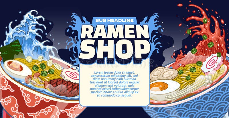 Delicious Japanese Ramen Banner Ad Template with Empty Space for Text ...