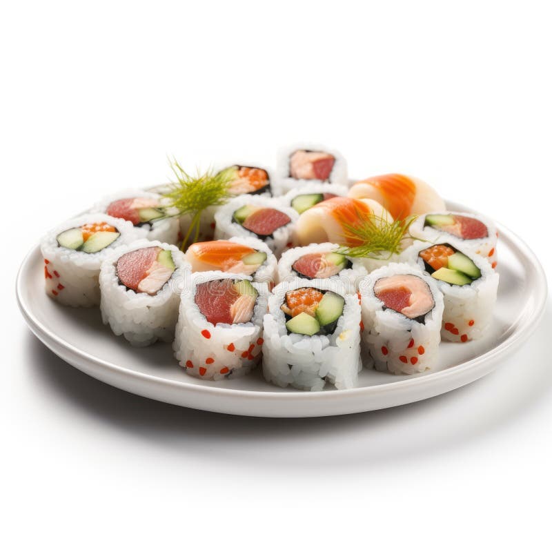 Delicious Japanese Sushi Rolls on a Plate High Resolution Image . Stock ...
