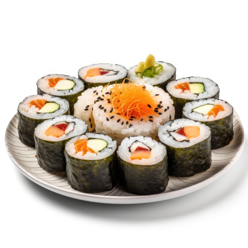 Delicious Japanese Sushi Rolls on a Plate High Resolution Image . Stock ...