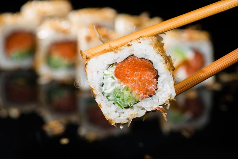Delicious Japanese Sushi on a Stick Stock Photo - Image of closeup ...
